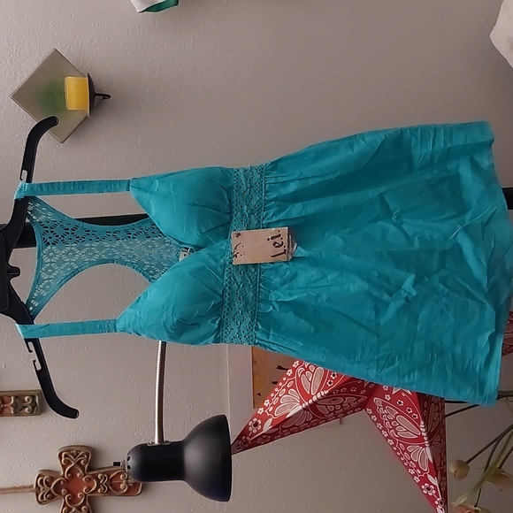 lei | Tops | Teal Halter Top With Crochet Back | Poshmark